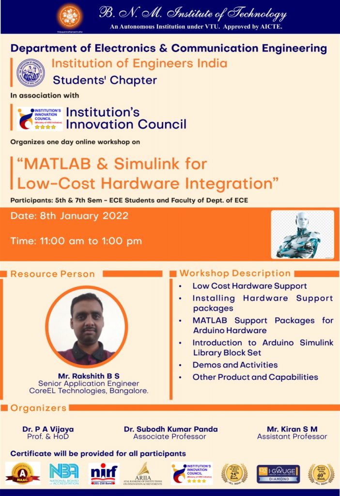Workshop on MATLAB and Simulink for Low-Cost Hardware Integration