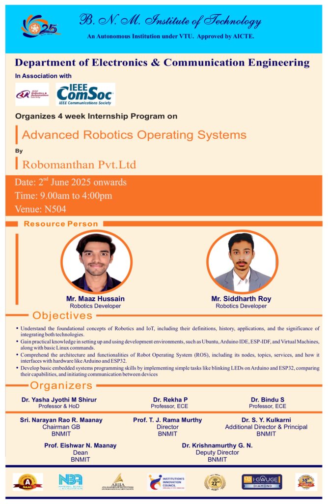 4-Week Internship Program on Advanced Robotics Operating Systems on 2nd ...